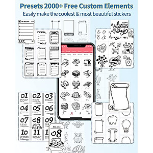 Memoking M02 Sticker Printer Machine - Study Buddy Printer, 2" Mini Thermal Printer for Pad&Phone, Inkless Bluetooth Printer Wireless, Sticker Maker Machine Printer for DIY,Study Notes,Photo Album