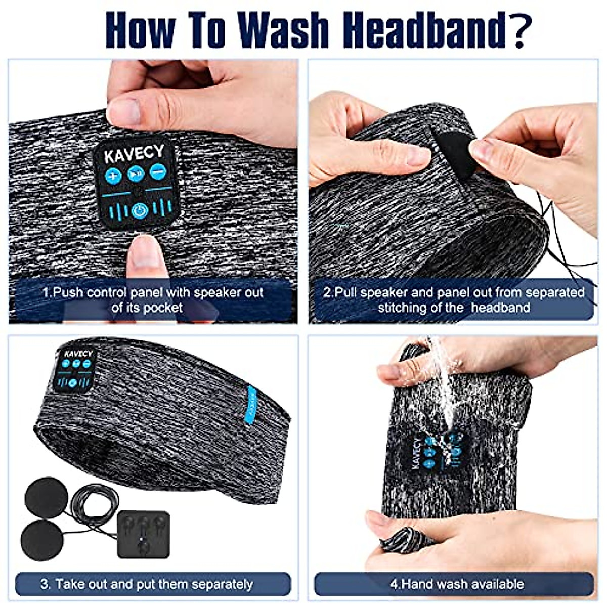 Soft Headband Wireless Headphones for Sleep, Wireless Sleep Earbuds, Comfortable Headphones for Sleeping with Thin HD Stereo Speakers, Sleeping Headsets for Workout, Insomnia, Travel, Yoga (Grey)