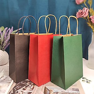 GARROS Black Kraft Paper Bag 5.8x3x8.3 inches,12-Pcs, Gift Bags, Kraft Bags With Handles Easter Day,Chrismas，Thanksgiving, Paper Shopping Bags, Craft Bags, Merchandise Bags (Black)
