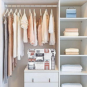 CaTaKu London Retro Storage Bins with Lids and Handles, Fabric Large Storage Container Cube Basket with Lid Decorative Storage Boxes for Organizing Clothes