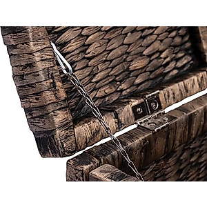 Finch Wicker Trunk - Vintage and Boho style Chest to store Blanket and toys, Ideal for Living Room, Bedroom, Kids Room, Wooden Frame with Water Hyacinth Woven Construction, Brown