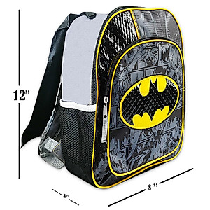 Batman Backpack for Preschool Toddlers ~ Deluxe 12" Batman Mini Backpack for Boys Kids (Batman School Supplies Bundle)