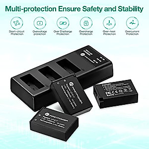 FirstPower LP-E17 Battery 3-Pack and Triple Slot Charger for Canon EOS RP, Rebel T8i, T7i, T6i, T6s, SL2, SL3, M3, M5, M6, 77D, 200D, 750D, 760D, 800D, 8000D, DSLR Cameras
