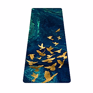 nuveti Printed Travel Yoga Mat-1/16 Inch Thick Non Slip Fitness Workout Mat with Carrying Bag, Foldable Lightweight Suede & Natural Rubber Yoga Mat for Yoga Pilates and Fitness 72" L x 24" W x 1.5mm