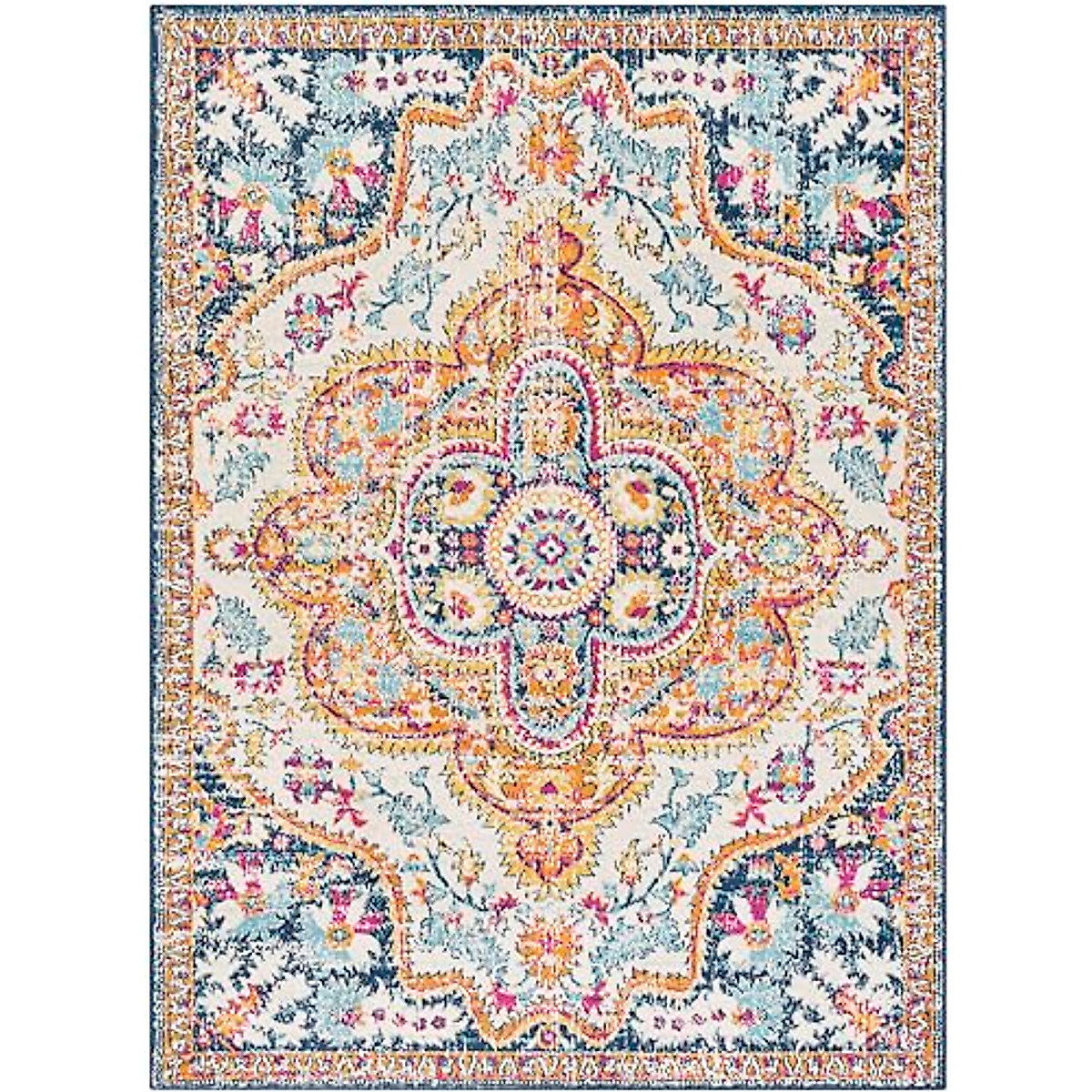 Livabliss Nyburg Vintage Medallion Area Rug,6'7" x 9',Burnt Orange/Medium Gray