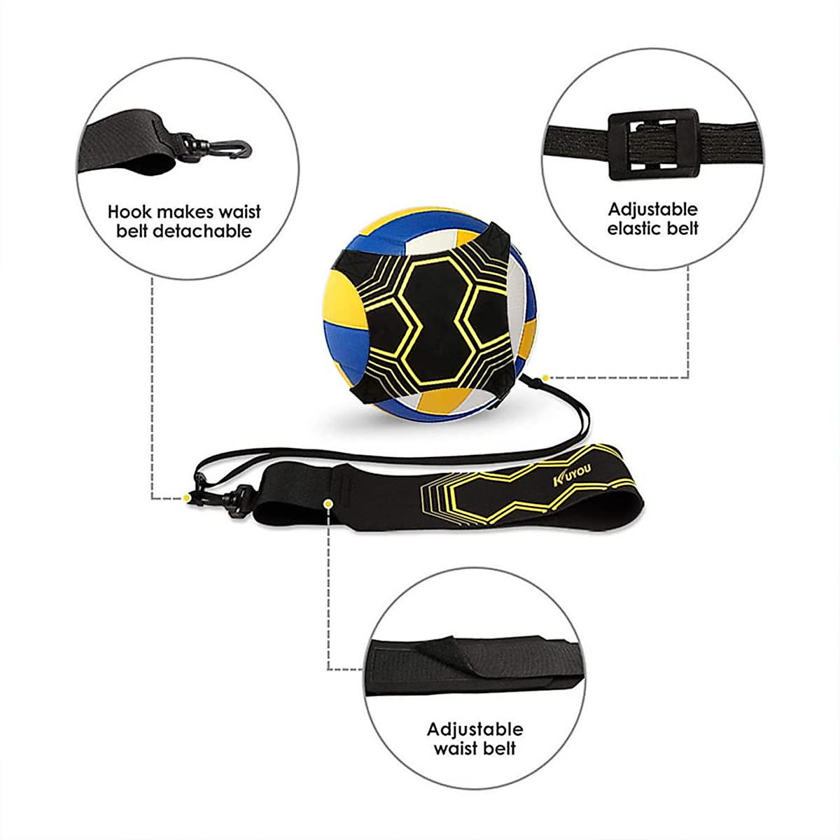 Laiiqi Solo Volleyball Training Equipment,Volleyball Training Belt for Volleyball Individual Practices Serving, Spiking and Arm Swings,Perfect for Beginners Practicing Assist Set