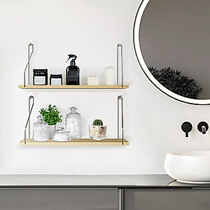 MYITYARD Floating Shelves for Wall Mounted, 15.75" L × 7.87" W Home Decor Wood Shelf Set of 2 for Living Room, Bedroom, Bathroom, Kitchen