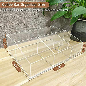 KAIDELI Acrylic Coffee Bar Station Organizer for Countertop, Office, Home Coffee K Cup Holder Holds Paper Cups, Condiments, Coffee Pods, Syrups, Creamer, Multi-Purpose Coffee Bar Accessories Organizer
