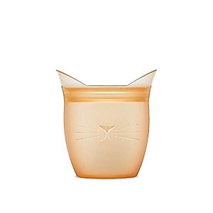 Zip Top Reusable 100% Silicone Baby + Kid Snack Containers- The only containers that stand up, stay open and zip shut! No Lids! Made in the USA - Orange Cat