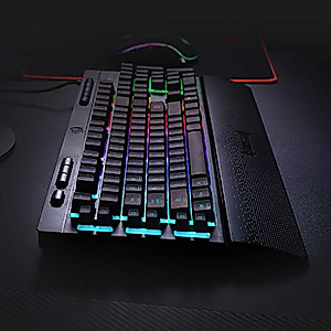 Redragon K512 Shiva RGB Backlit Membrane Gaming Keyboard with Multimedia Keys, Quiet Mechanical Feeling Keyboard, 6 Extra On-Board Macro Keys, Dedicated Media Control, Detachable Wrist Rest