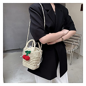 Straw Bags for Women Summer Beach Bag Handwoven Tote Bag Crossbody Bag Boho Style Clutch Purse for Travel Daily Use-White