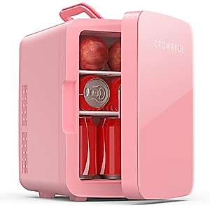 CROWNFUL Multifunctional Mini Fridge, 10 Liter/12 Can Portable Cooler and Warmer Personal Fridge for Skin Care, Food, Medications, Plugs for Home Outlet & 12V Car Charger Included, ETL Listed