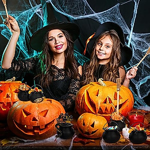 Libima Halloween Witch Theme Party Supplies Set Include Black Cauldron Kettle Witch Broom Pencils for Halloween with Small Packet Orange Tissue Confetti for Trick or Treat Party Favor (25)