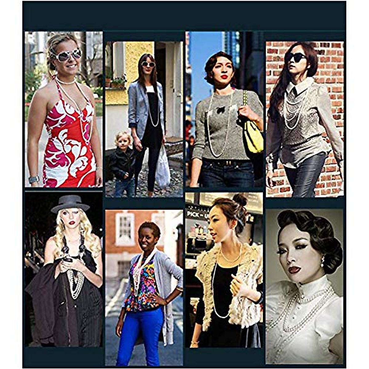 TUOKAY 1920s Pearls Beads Necklace for Women Pearls Strands, Fashion Imitation Faux Pearls Long Necklace Vintage Costume Jewelry Necklace 55 in. Diameter of Pearl 0.32 in. (Ivory)