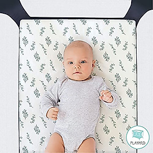 The Peanutshell Fitted Pack n Play, Playard, Mini Crib Sheets for Baby Boys or Girls | Unisex 2 Pack Set | Farmhouse Floral & Grey Plaid