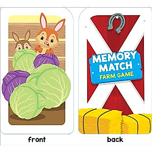School Zone - Memory Match Farm Card Game - Ages 3+, Preschool to Kindergarten, Animals, Early Reading, Counting, Matching, Vocabulary, and More (School Zone Game Card Series)