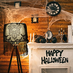 Baquler 4 Pcs Halloween Lamp Shade Cover Black Lace Lampshades Bat Skull Decorations for Halloween Party Supplies