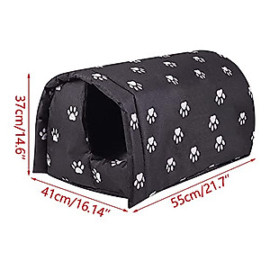 YOMEESOUL Outdoor Feral Cat House Winter,Weatherproof Waterproof Rainproof Foldable Cotton Filled Thicken Stray Feral Cats Dogs Tent Shelter Home Keep Warm Outdoor Indoor Garden (Medium - 2 Cats)