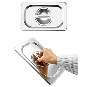 QWORK Solid Pan Lid with Handle, 4 Pack Stainless Steel Steam Table Pan Cover for 1/4 Size Steam Pans