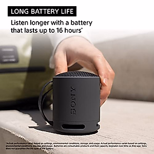 Sony SRS-XB100 Wireless Bluetooth Portable Lightweight Super-Compact Travel Speaker, Durable IP67 Waterproof & Dustproof Shower Speaker, 16 Hour Battery, Versatile Strap, & Hands-free Calling, Blue