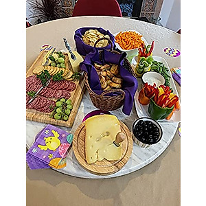 ActiveAnnie Large 30" Off White Faux Marble Swivel Lazy Susan Rotating Turntable Dining Tabletop – Great for The Kitchen Island, Family Style Dining, Games, Parties, and Wedding – Made in France