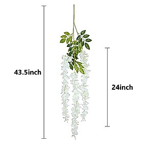 GOOCHOO 12 Pack 3.6 Feet Artificial Fake Wisteria Vine Ratta Hanging Garland Silk Flowers String Party Home Wedding Decor, (White)