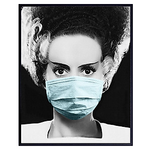 Frankenstein Decor - Bride of Frankenstein Wall Art - Monster Horror Scary Movie Poster - Hollywood Movie Picture Prints - Goth, Gothic Gifts - Mary Shelley - Home Theater