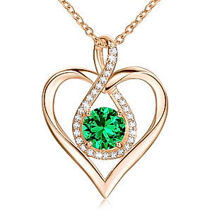 Infinity Love Heart Necklace for Women 925 Sterling Silver Birthstone Necklace Jewelry Gift Birthday Mother's Day Gift for Mom Women Wife Girls Her, Sterling Silver, Cubic Zirconia,Diamond