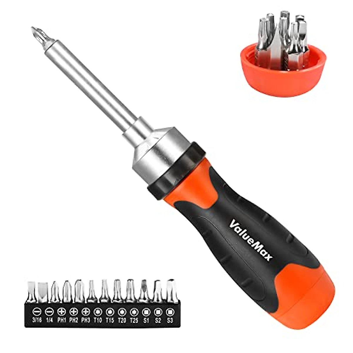 ValueMax 13-in-1 Multi-bit Ratcheting Screwdriver Set Tool All in One, Portable Multi-purpose Ratchet Screw-driver, Slotted/Philips/Torx/Square