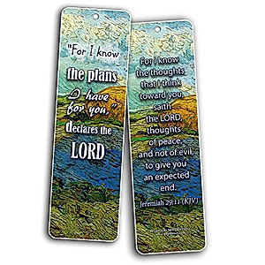 NewEights Christian KJV Bookmarks Cards - Be Strong (60-Pack) - Jeremiah 29:11 Stocking Stuffers Gift with Inspirational, Motivational, Encouraging Scripture Based Messages