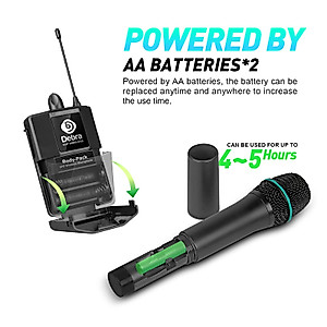 D Debra Audio AU800 Pro UHF 8 Channel Wireless Microphone System with Cordless Handheld Lavalier Headset Mics, Metal Receiver, Ideal for Karaoke Church Party (8 Handheld)