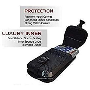 AH Military Grade Cell Phone Carrier Holster Men Cell Phone Belt Holder, for iPhone Holster T Mobile REVVL V, REVVL 6 iPhone 13 Pro Max, 14 Max S20 Plus Nylon Holster Fits Cell Phone w/ Otterbox