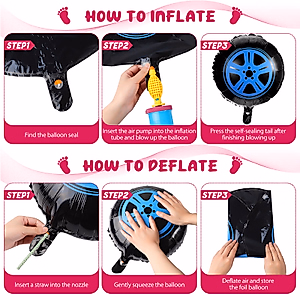 16 Pcs Bow or Burnout Gender Reveal Foil Balloons Set, 18 Inches Wheels Balloon, Bow Balloon, Large Pink Bowtie Foil Balloons for Gender Reveal, Baby Shower Wedding Birthday Party Decoration