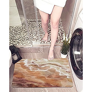 Summer Beach Bath Mat for Tub,Non Slip Bathroom Floor Runner Rug Quick Dry & Absorbent Diatomaceous Earth Shower Sink Kitchen Living Room Washable Doormat,Modern Abstract Boho Gradient Wave 18"x30"