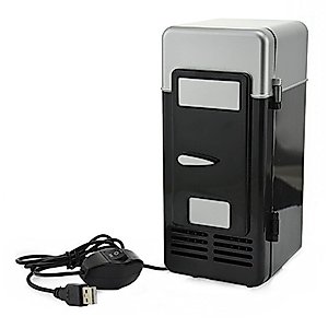 ThreeH New Mini Red USB Fridge Cooler Beverage Drink Cans Cooler/Warmer Refrigerator for Laptop PC Computer Black H-UF05Black