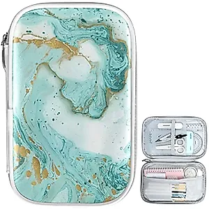 ZZKKO Turquoise and Gold Marble Pencil Bag Case Zipper Pencil Holder Organizer Stationary Pen Bag Cosmetic Makeup Bag Pouch Purse for School Office Supplies