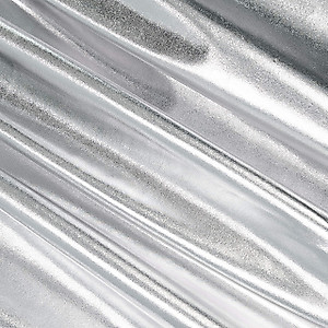 FabricLA | Silver Polyester Fabric | Metallic Foil Lame Spandex Material | 4-Way Stretch Knit Fabric | 60" Inches Wide | Polyester Fabric by The Yard for Dancewear, Costumes & Decoration - 1 Yard