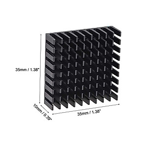 uxcell 10x35x35mm Black Aluminum Heatsink Thermal Adhesive Pad Cooler for Cooling 3D Printers 6Pcs