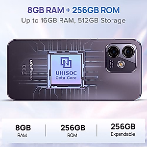 Ulefone Note 16 Pro Unlocked Cell Phone 16GB+256GB, 8-Core, 6.52" Display Smartphone Unlocked, Android 13, 50MP AI Camera Mobile Phone, 4400 mAh, Dual 4G LTE, Fingerprint Unlock, U.S. Version, Purple