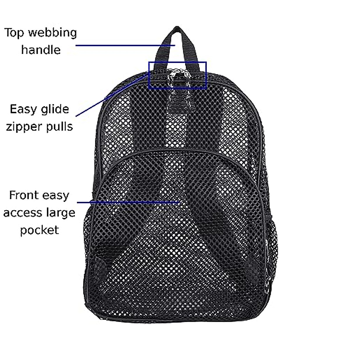 Eastsport Mesh Backpack With Adjustable Padded Shoulder Straps, Black