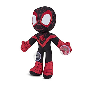 Marvel Spidey and His Amazing Friends Web Clinger Miles Morales Plush - 9” Poseable Plush with Suction Cups - Sticks to Walls, Windows & More