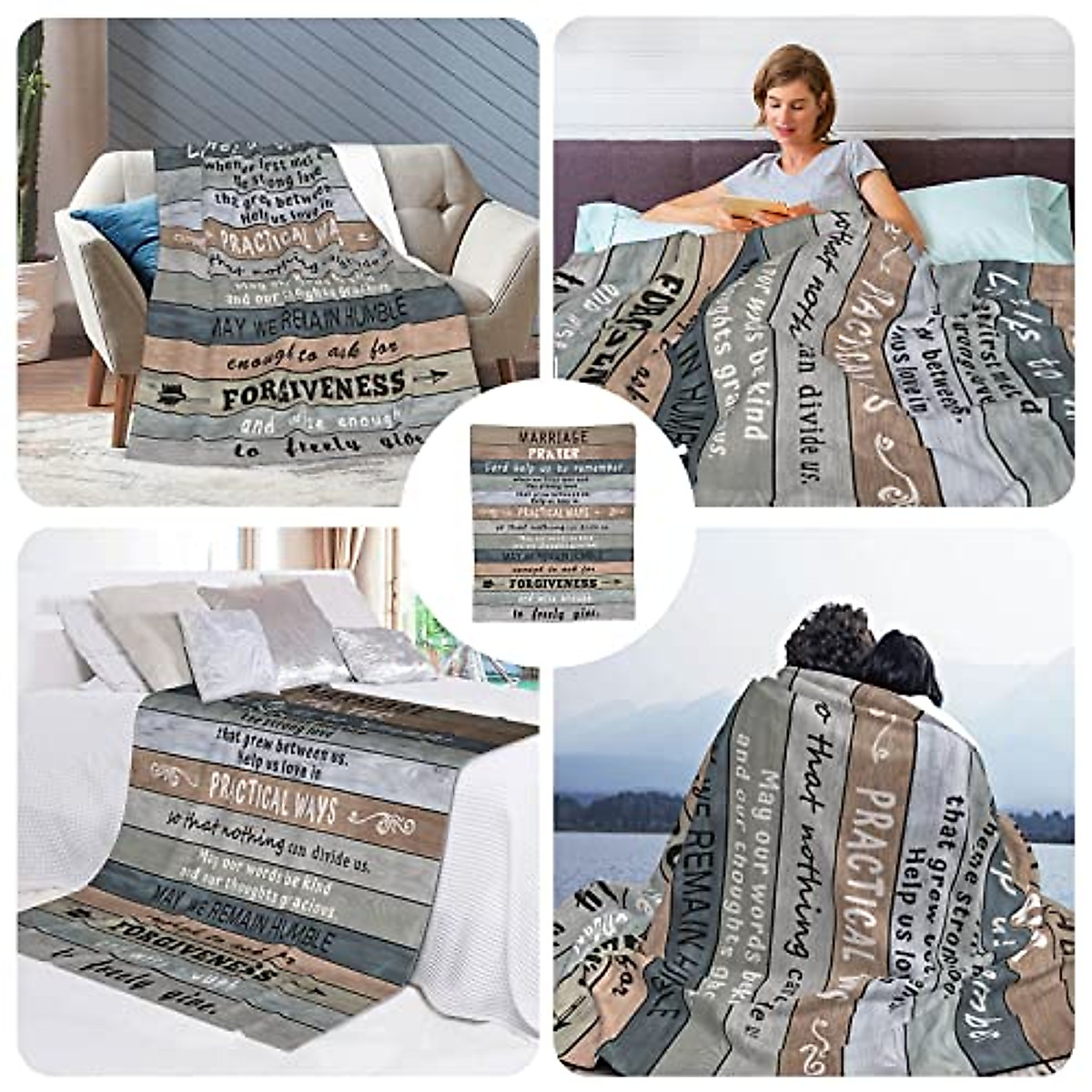 Marriage Prayer Gifts Blanket Wedding Anniversary Engagement Gifts for Couples Newly Engaged Unique Christian Decor Throw Blanket Religious Present for Women Men for Valentines, Birthday 60"X50"