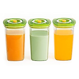 SNUGTOPIA Juice Vacuum Seal Cup, 3Pcs Portable Storage Drinking Containers for Juicing, Milk, Boba, Smoothie, Tea, Kombucha, Preserve Longer, leak Proof, Dishwasher Security - with Pump, ST06x3