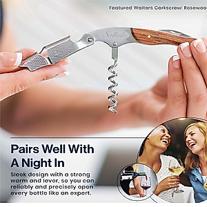 Saibolo wine corkscrew, multifunctional Stainless steel wine beer corkscrew, leather protection gift bag, used by sommeliers, waiters and bartenders and wine hobbyists all over the world