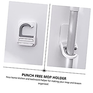 ADOCARN 3pcs Punch Free Kitchen Gardening Organizer Anti- Storage Holder Broom Hooks Bathroom Garden Hanger Mop Slip Mounted Holds and Hook Garage Self Wardrobe Self-Adhesive Laundry