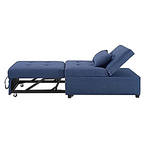 Powell Furniture Linon Boone Upholstered Convertible Sofa Bed in Blue