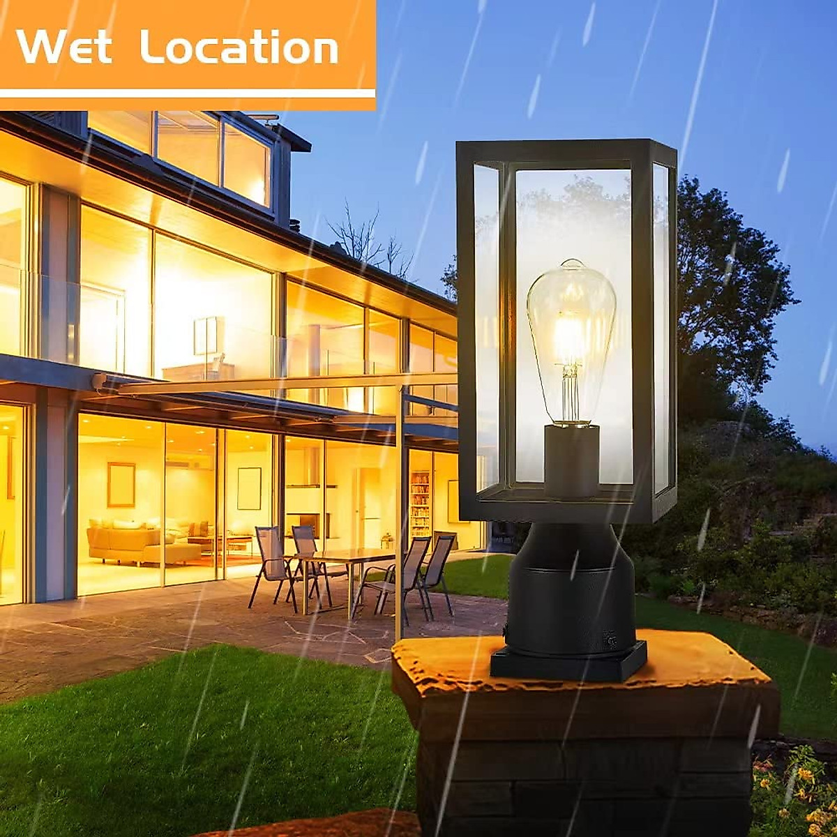 Windben Outdoor Post Light,Lamp Post Light Fixture,Post Lantern with Pier Mount Base,Matte Black,5 inches,Suitable for Gardens,Yards,Balconies or Entrances,etc