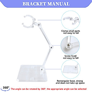 POMER Action Figure Stand, 5 Pcs Transparent Assembly Action Figure Display Holder Base Model Support Stand Compatible with 6" HG/RG/SD Gundam 1/144 Toy with Screwdriver