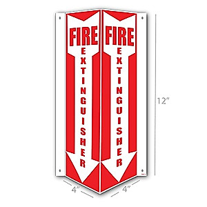 3D Fire Extinguisher Sign, 12"x 4"x 4" Fire Projection Wall Sign, Pre-Drilled Mounting