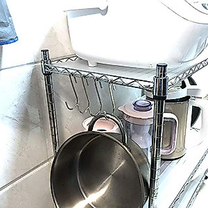 LQJ Pro Large S Hooks Anti-Rust Hang Iron Cast Pots and Pans from Wire Rack Shelf Narrow End Don't Come Off 7 Pack 3.7" Length Solid Metal Hang Tools Kitchenware Belt Handbag in Closet Pantry Garden